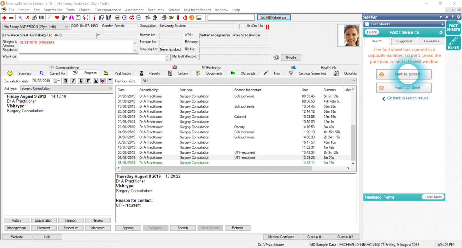 How to Guide: FactSheets by HealthShare in MedicalDirector
